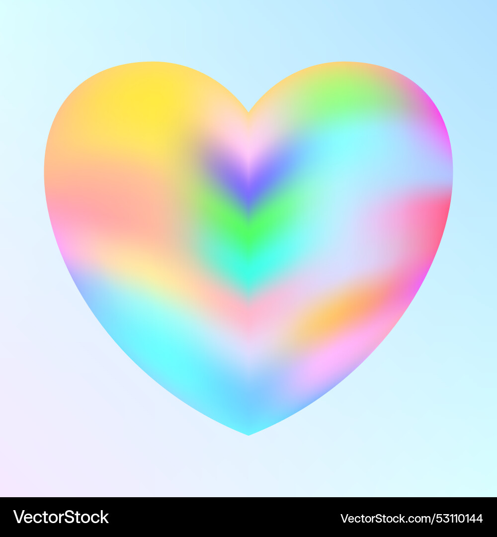 Holographic heart fluid liquid chrome shape Vector Image