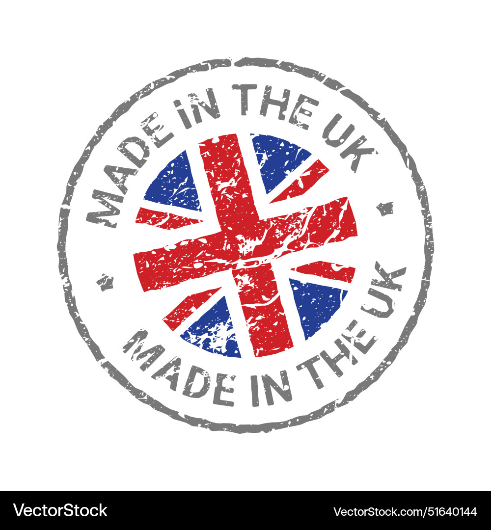Made in the uk stamp with distressed union jack Vector Image