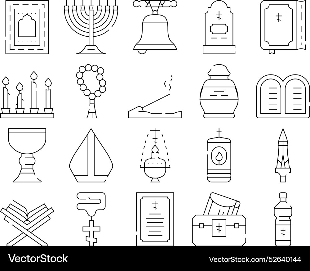 Religion holy praying collection icons set Vector Image