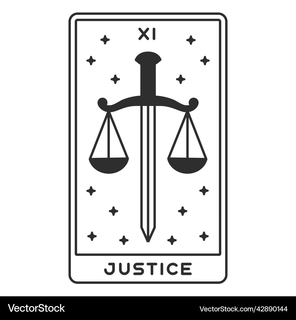 Tarot card justice filled stroke high quality Vector Image