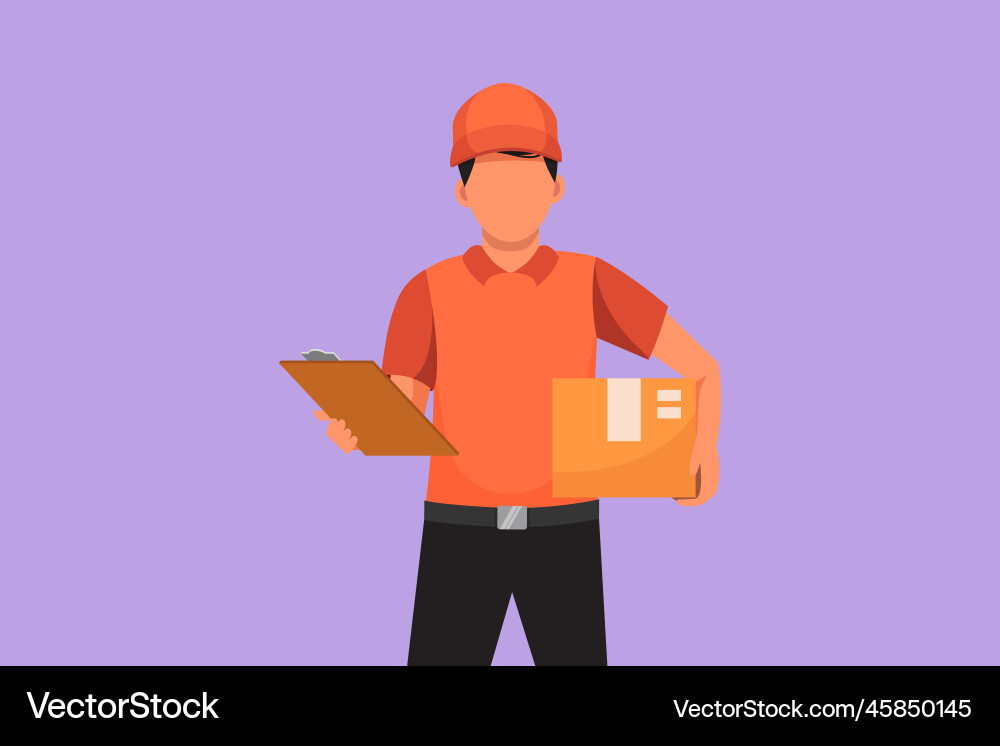 Cartoon flat style drawing happy delivery man Vector Image
