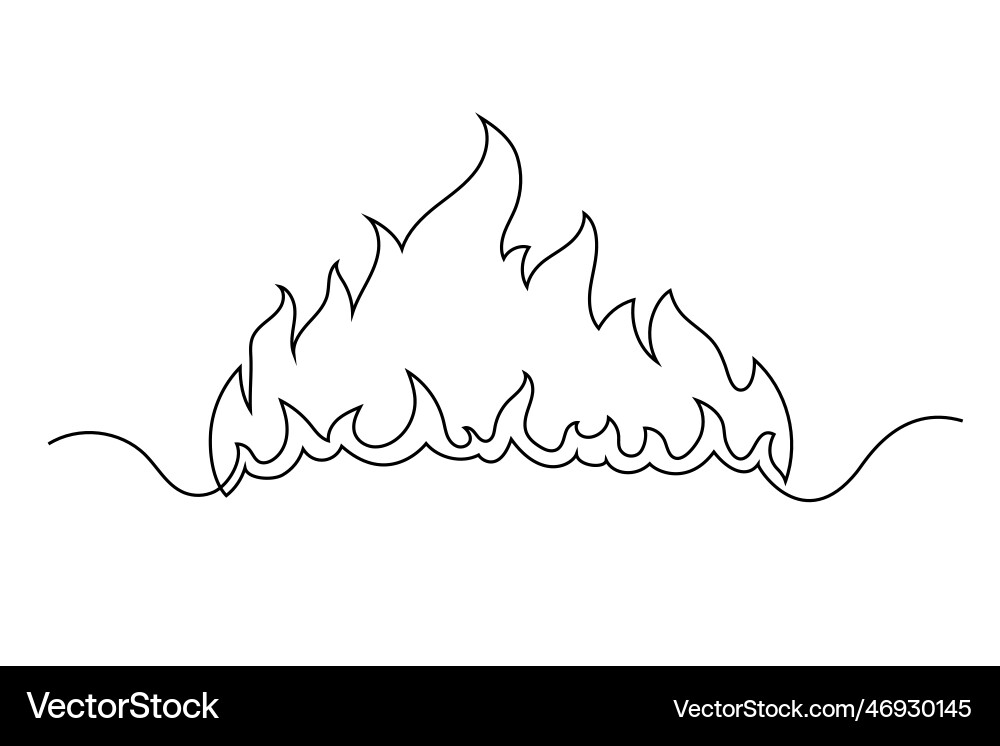 Continuous line drawing bbq fire Royalty Free Vector Image