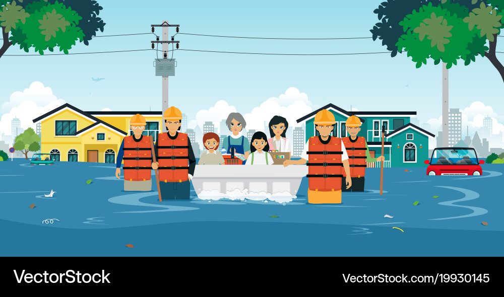 Flood rescue Royalty Free Vector Image - VectorStock