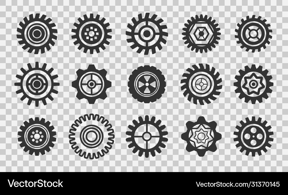 Gears icon collection Royalty Free Vector Image