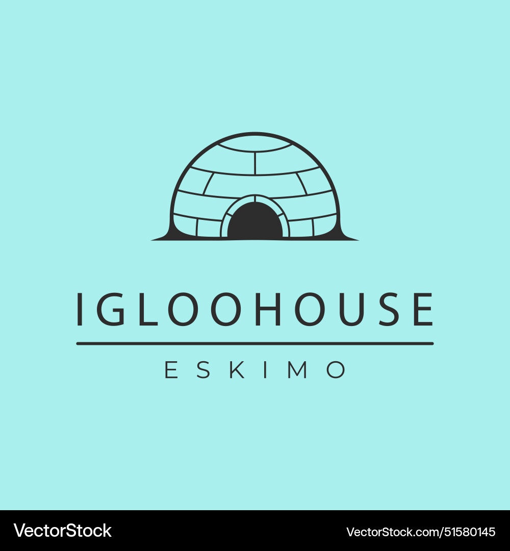 Igloo house line design art logo Royalty Free Vector Image