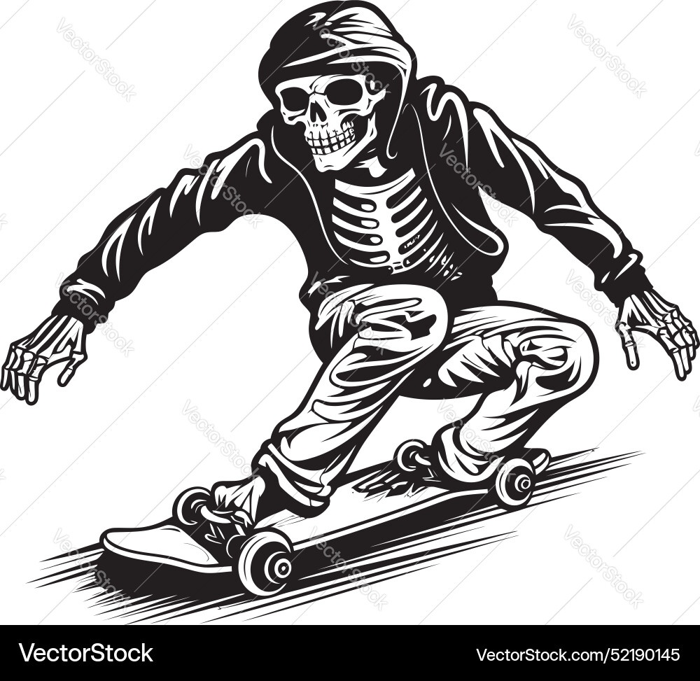 Ollie ossuary skeleton skating black logo icon Vector Image