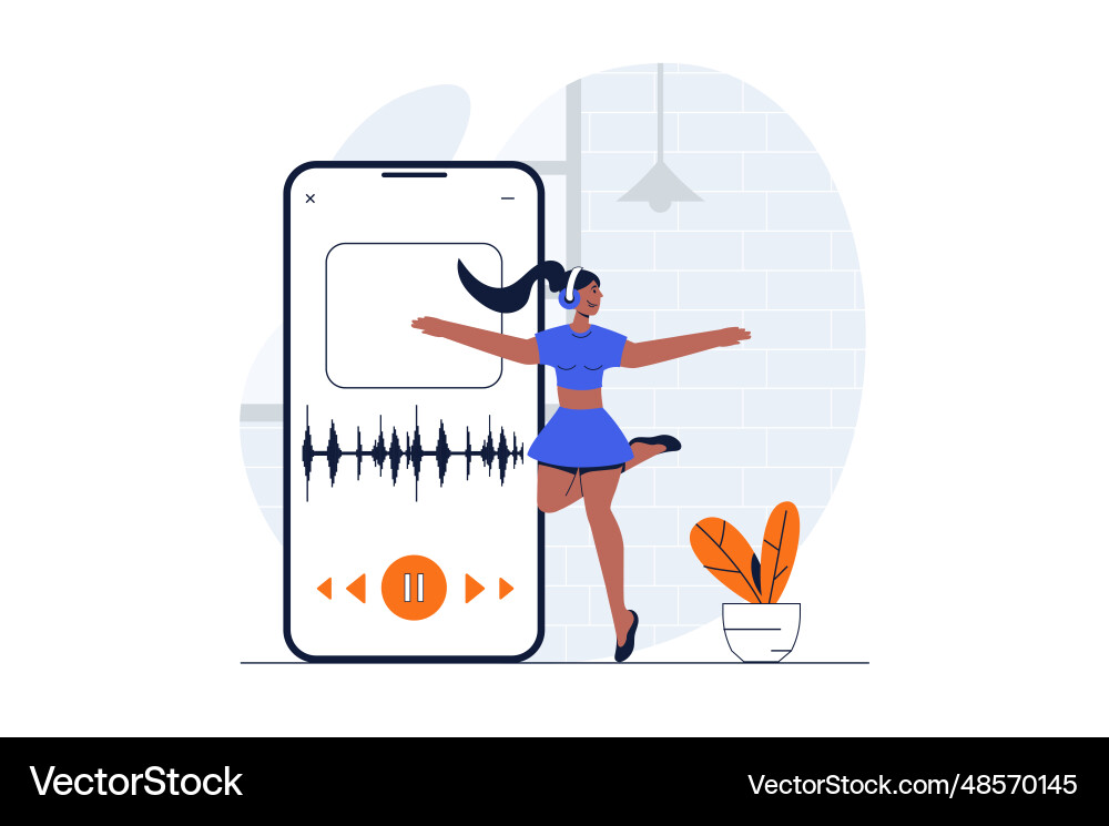 People dancing web concept with character scene Vector Image
