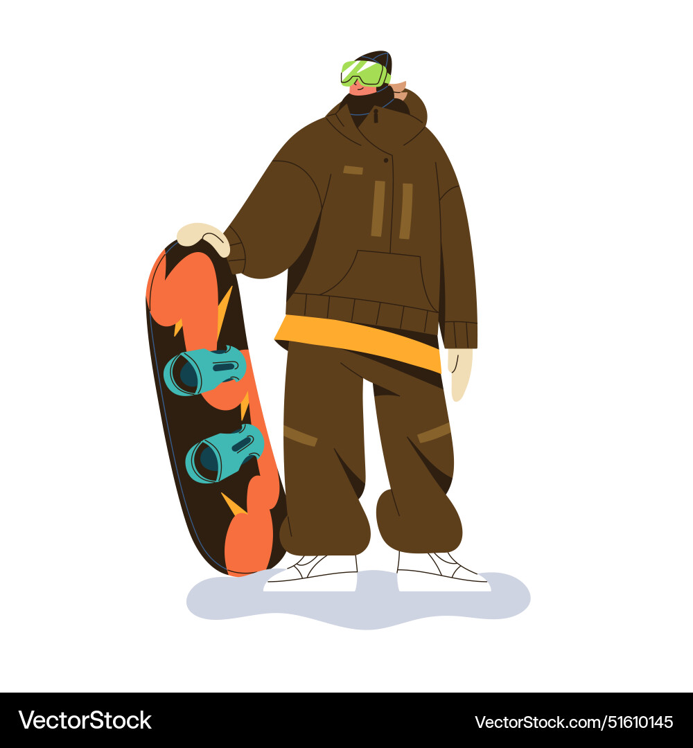 Professional snowboarder in equipment standing Vector Image