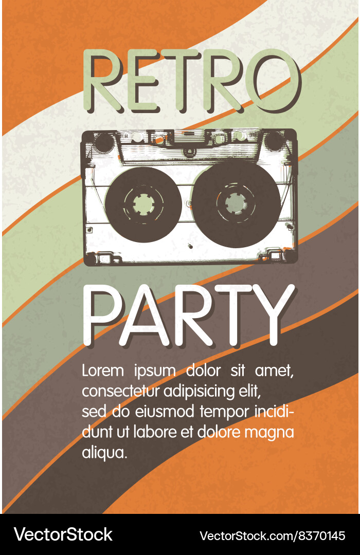 Retro Disco Music Party Poster Royalty Free Vector Image