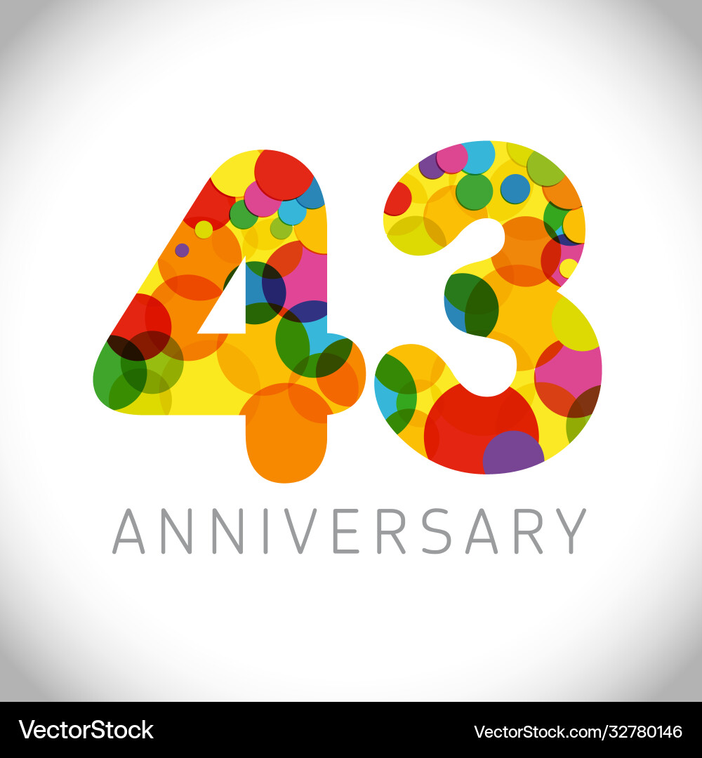 43 years anniversary circle colorful logo Vector Image