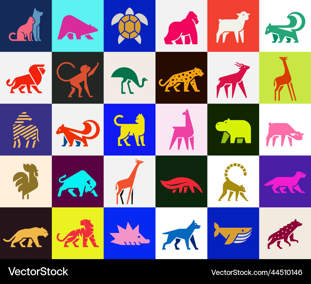 Animals logos collection Royalty Free Vector Image