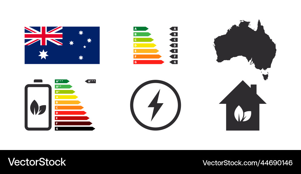Australia energy efficiency badges Royalty Free Vector Image