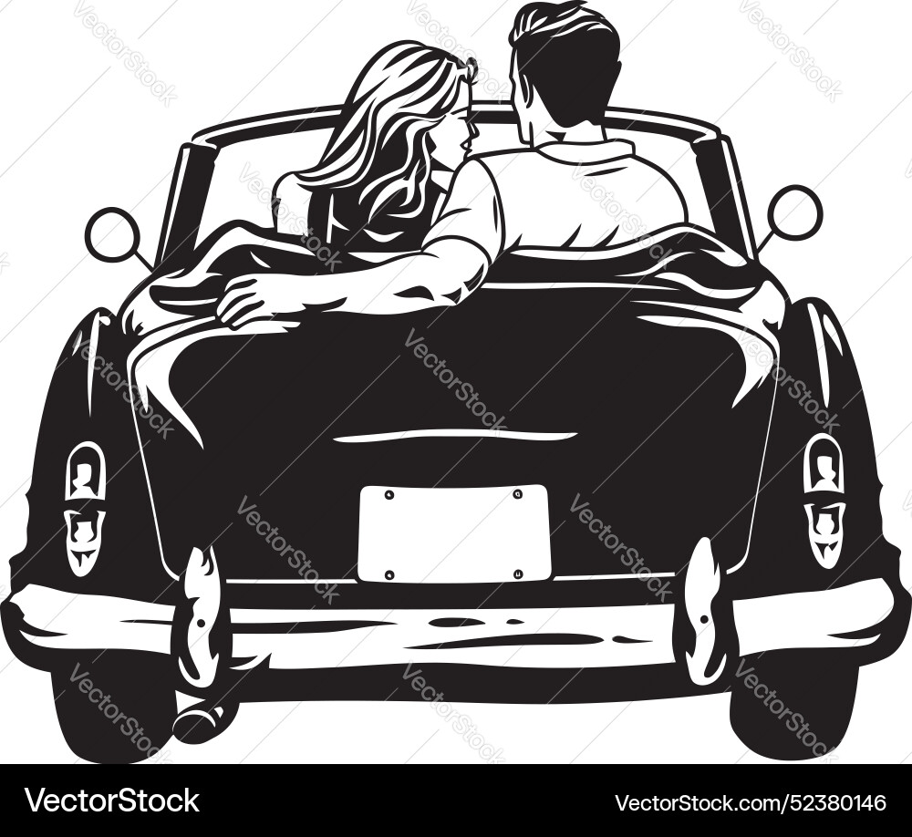 Breezy bliss convertible drive back view logo Vector Image