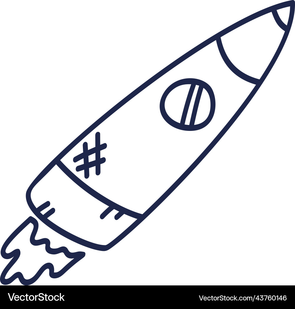 Cartoon rocket hand drawn outline cute space Vector Image