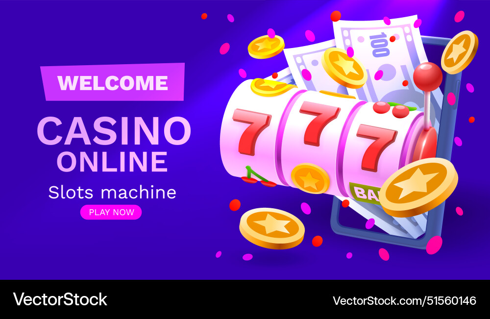 Casino slots machine winner online games phone Vector Image