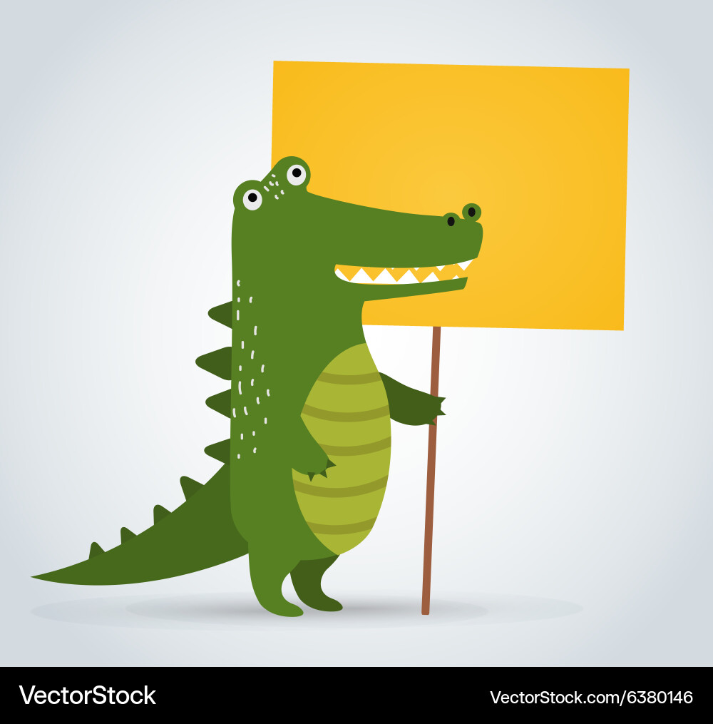Crocodile Holding Board Royalty Free Vector Image
