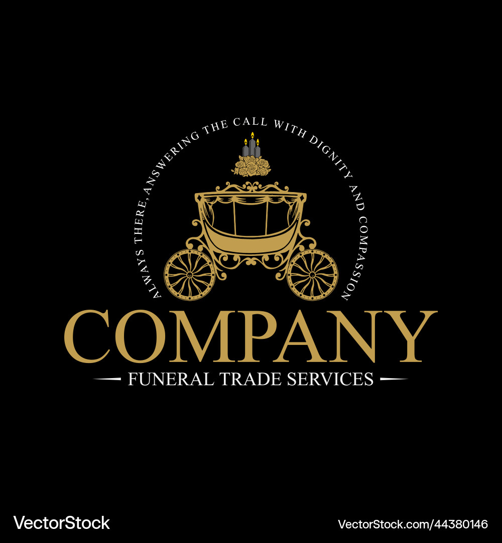 Funeral service logo with old carriage Royalty Free Vector