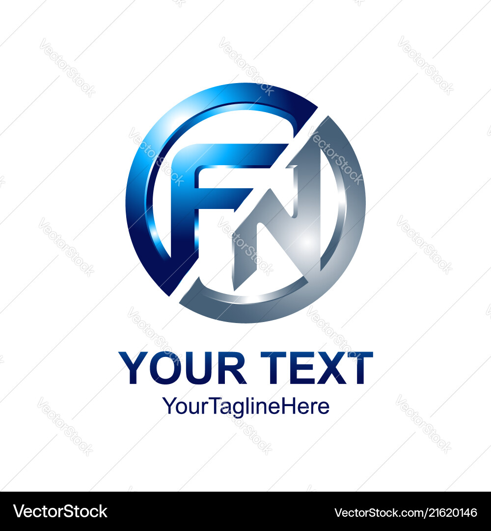 Initial letter fn logo template colored blue Vector Image