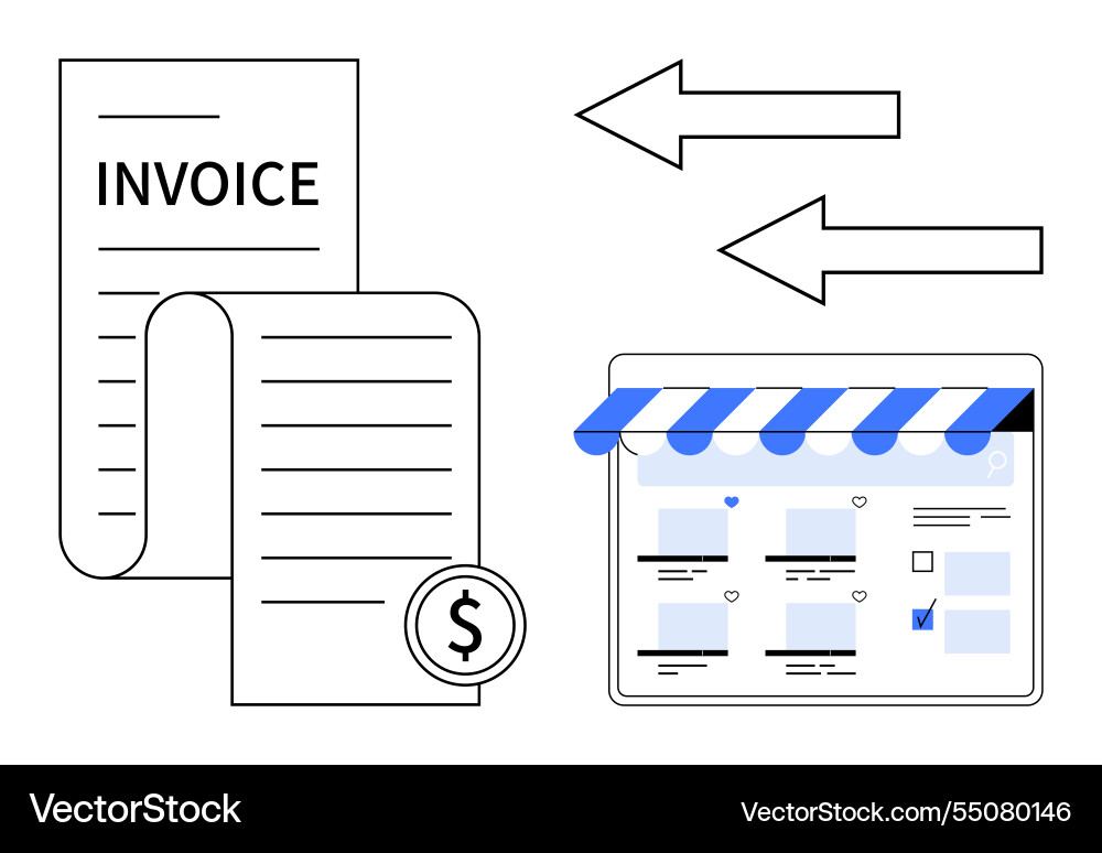 Invoice document and online shop interaction with Vector Image