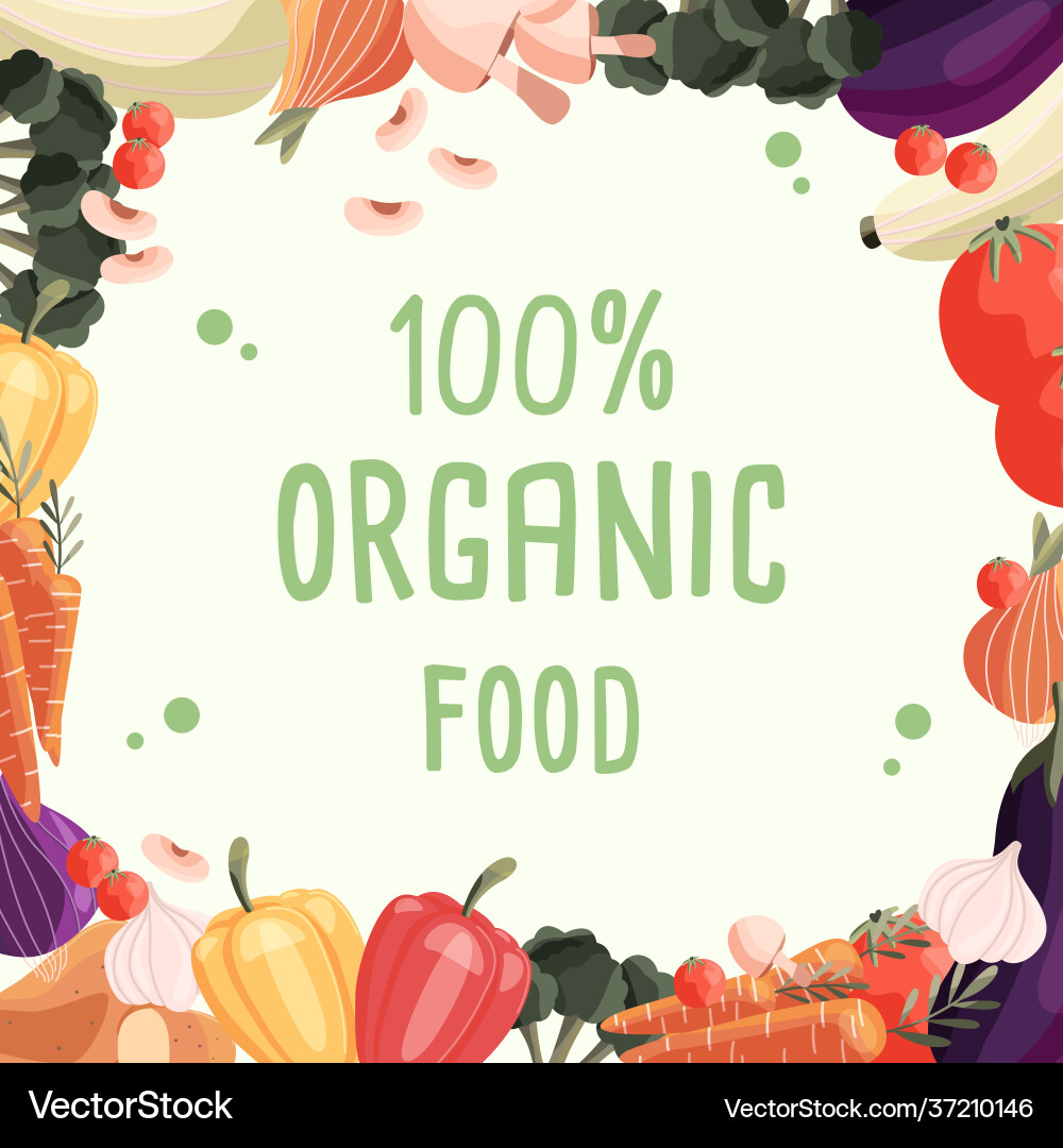 Organic food square poster template Royalty Free Vector