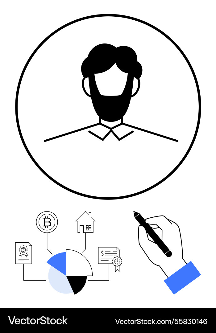 Profile avatar with interconnected financial Vector Image