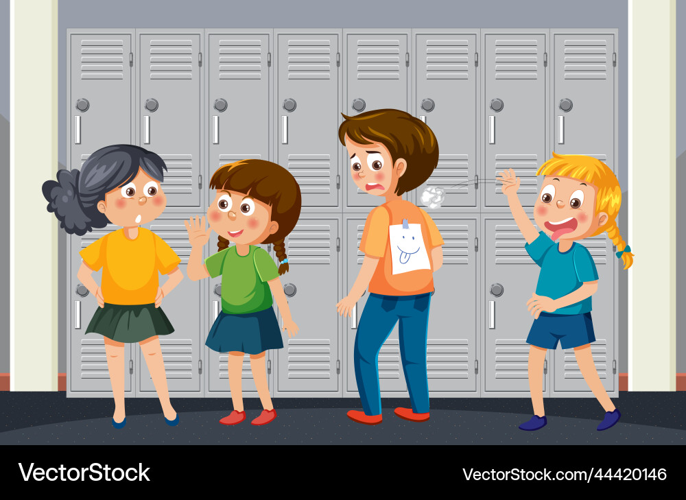 School bullying with student cartoon characters Vector Image