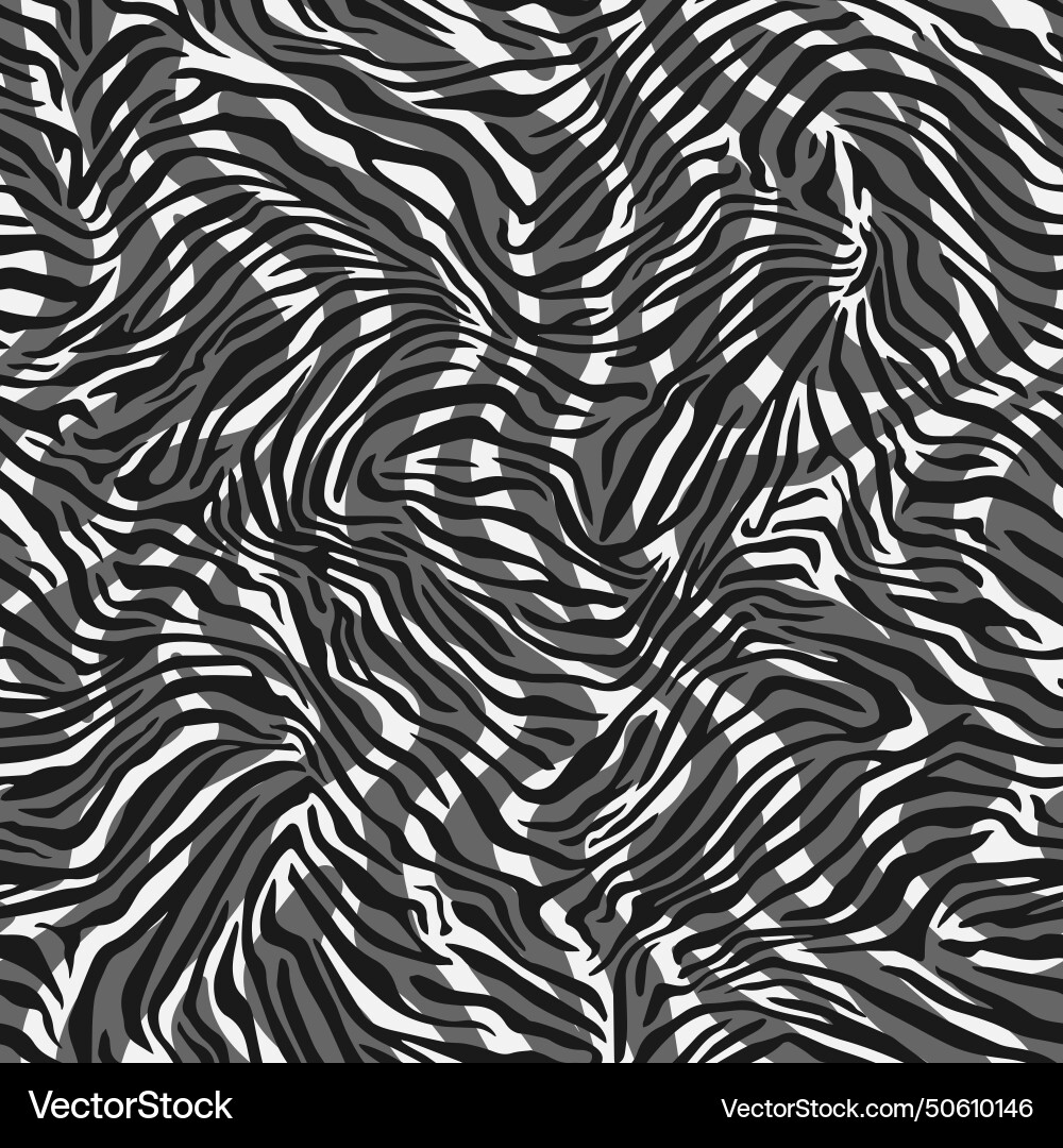 Seamless monochrome zebra fur overlap Royalty Free Vector