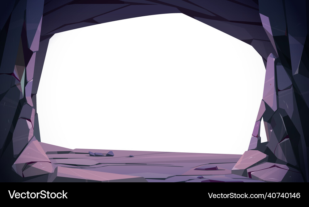 Stone cave entrance with empty white space inside Vector Image