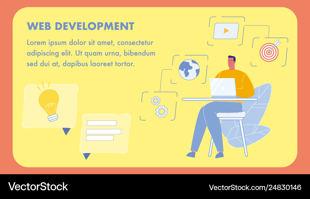 Web development flat banner template Royalty Free Vector