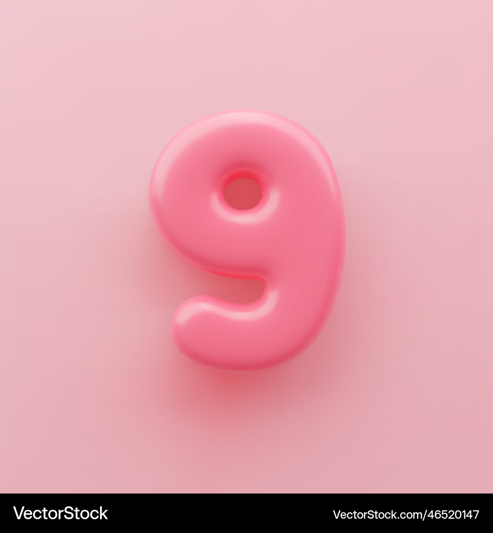 3d pink number 9 with a glossy surface Royalty Free Vector