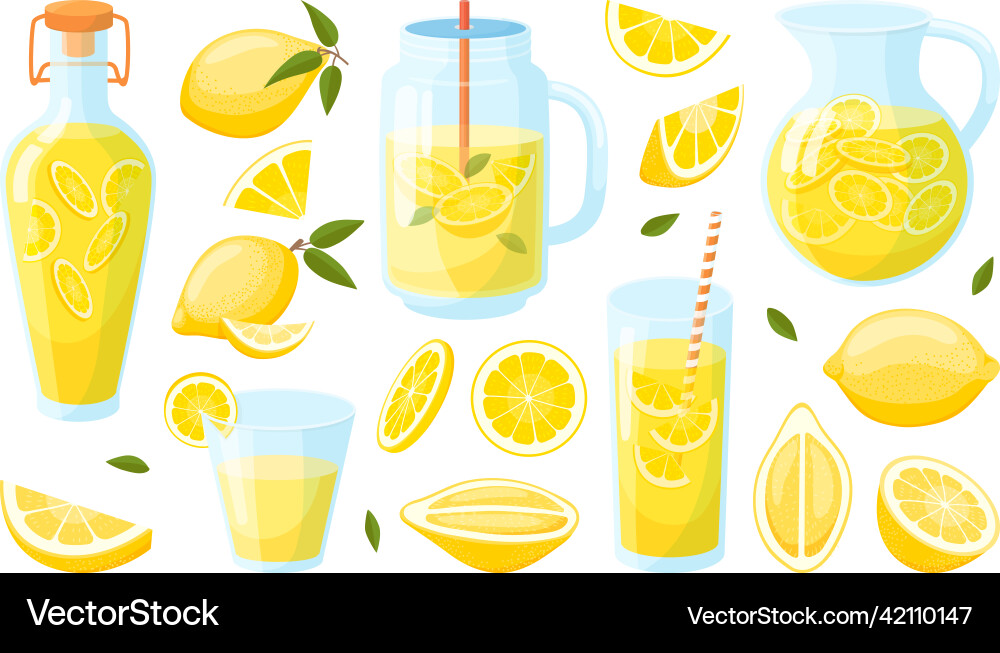 Cartoon lemonade lemon refreshing juice Royalty Free Vector