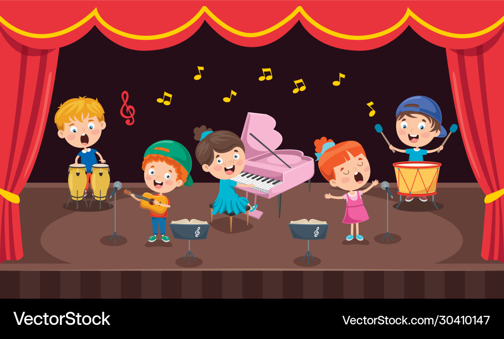 Children performing music Royalty Free Vector Image
