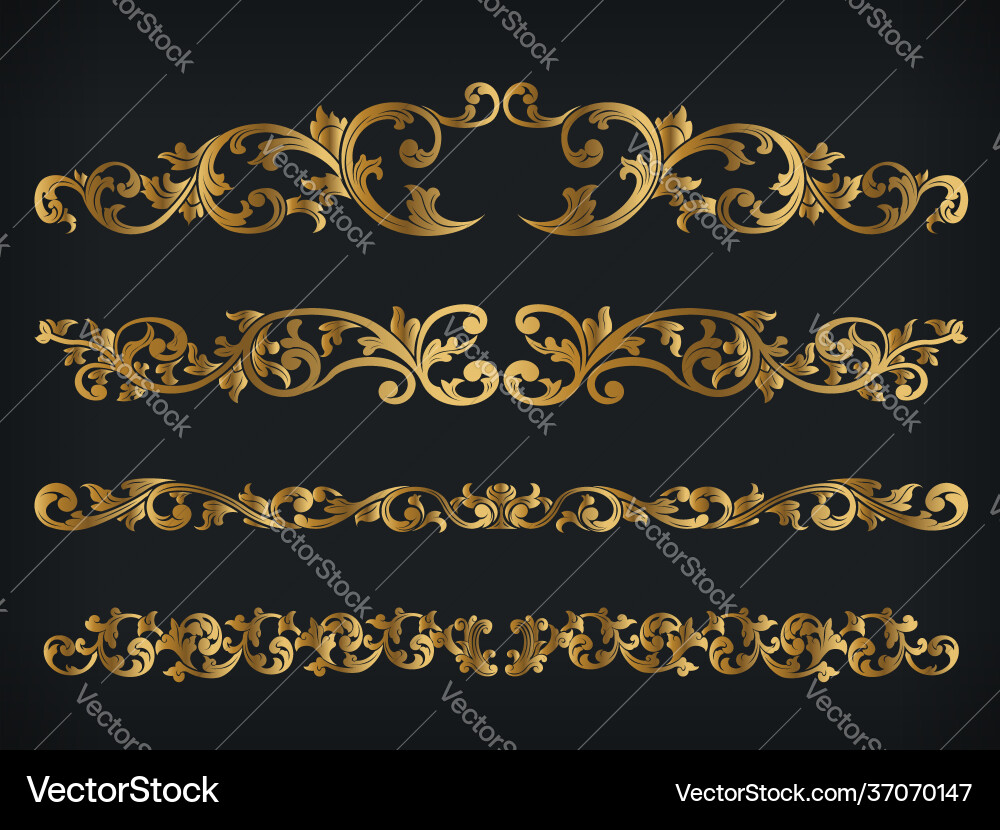 Divider royal gold vintage ornament line frame Vector Image