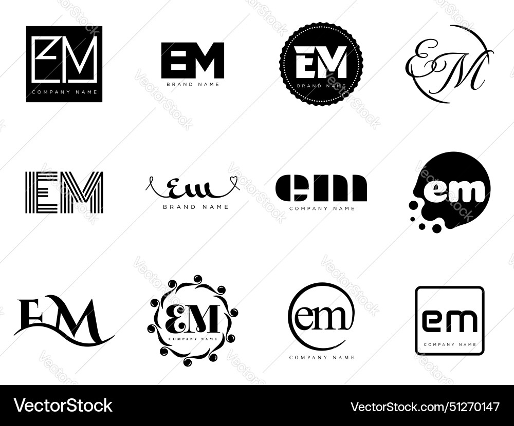 Em logo company template letter e and m logotype Vector Image