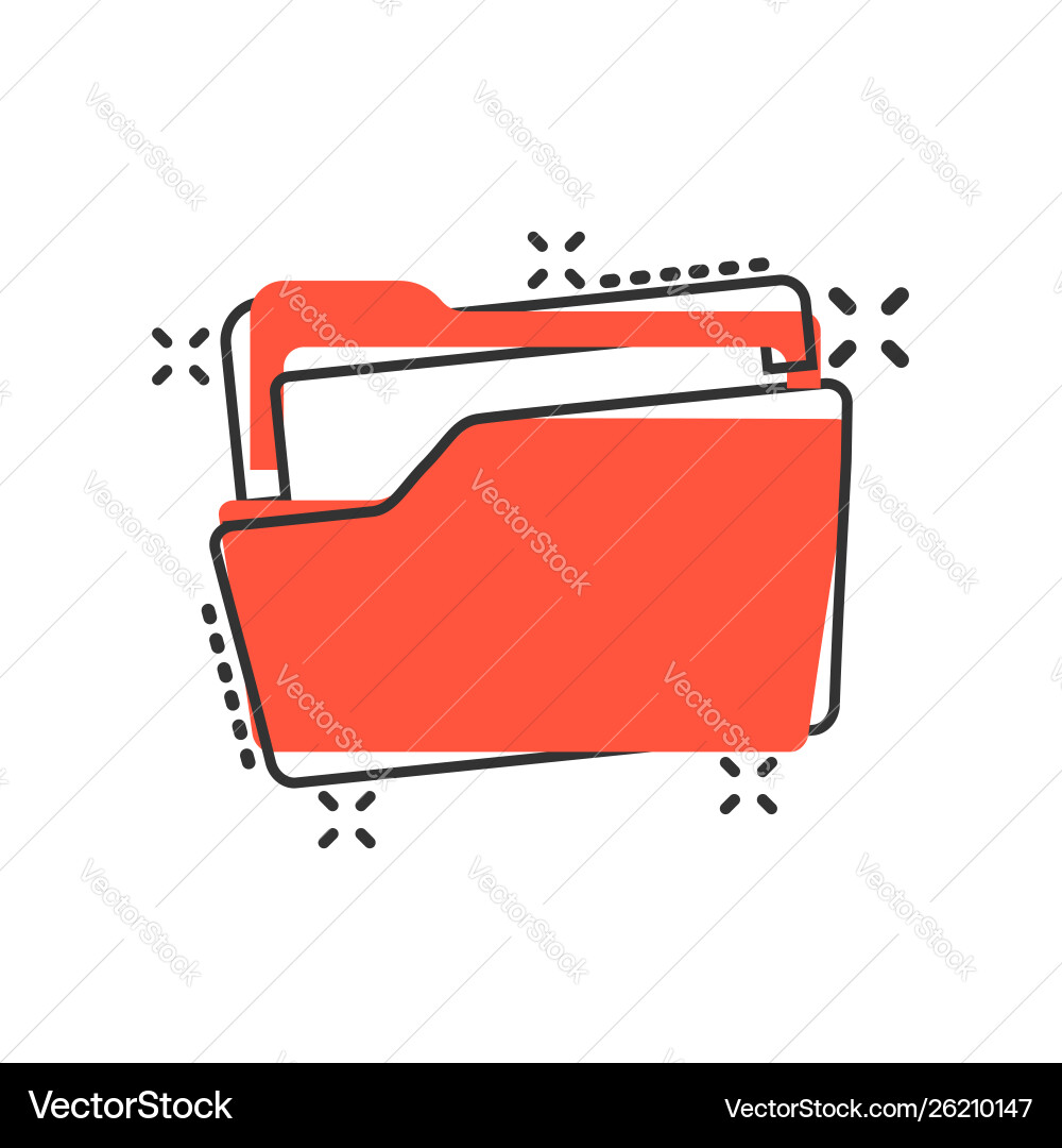 File folder icon in comic style documents archive Vector Image