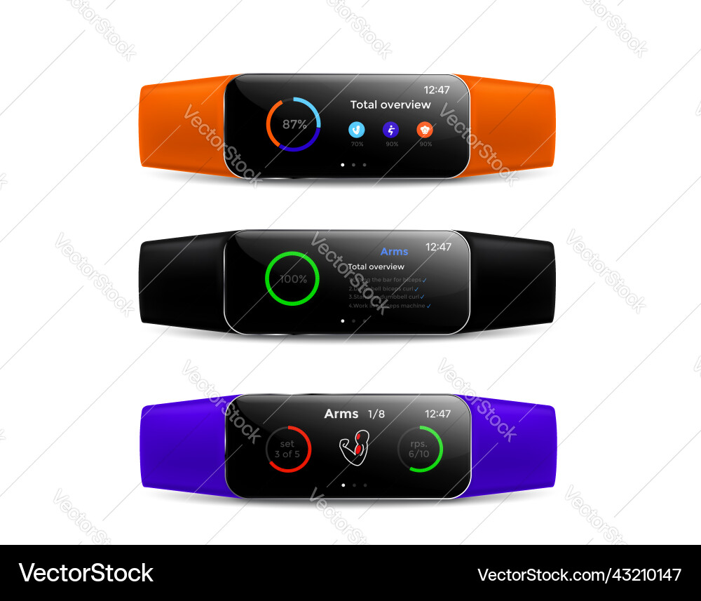 Fitness tracker display screen interface Vector Image
