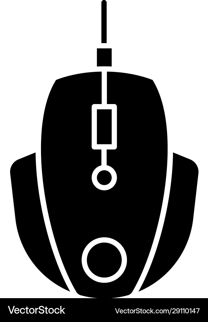 Gaming mouse glyph icon Royalty Free Vector Image