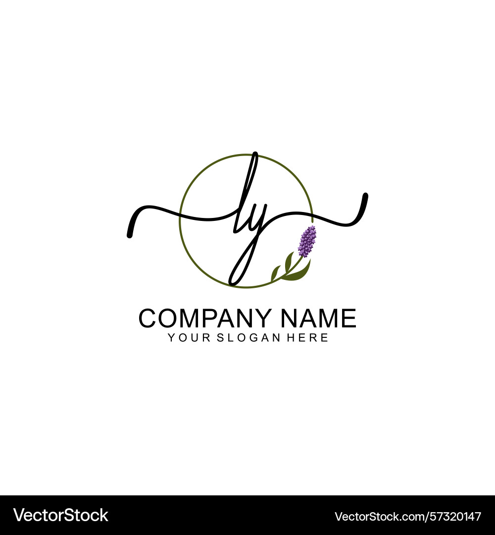 Handwritten ly initial logo with circle and Vector Image