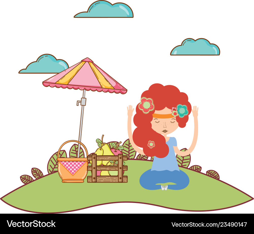 Hippie girl cartoon Royalty Free Vector Image - VectorStock