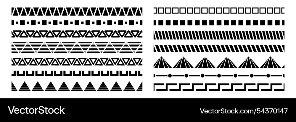 Set of geometrical borders black geometrical Vector Image