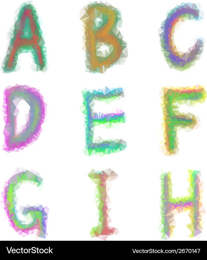 Triangles alphabet letters Royalty Free Vector Image