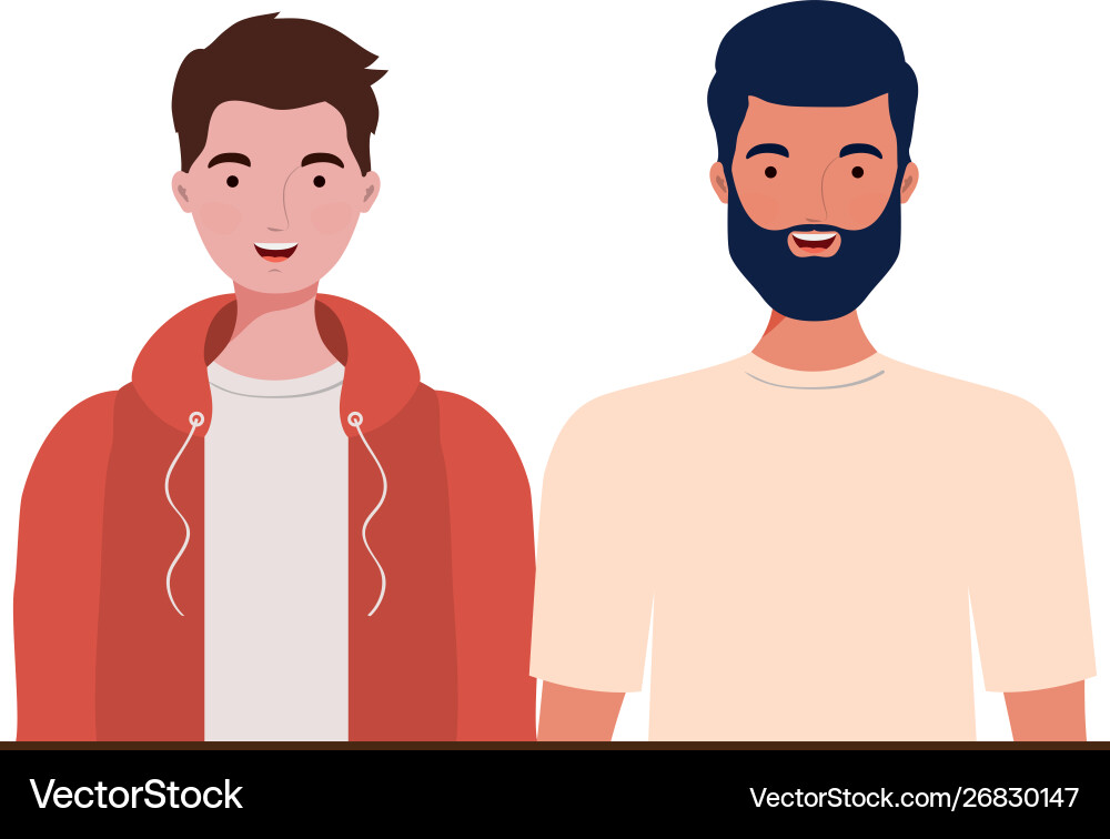 Young men on white background Royalty Free Vector Image