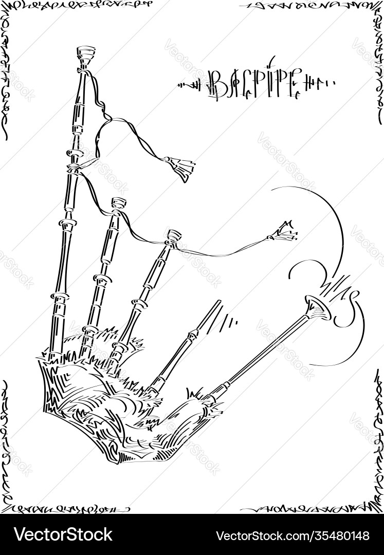 Abstract drawing bagpipe Royalty Free Vector Image