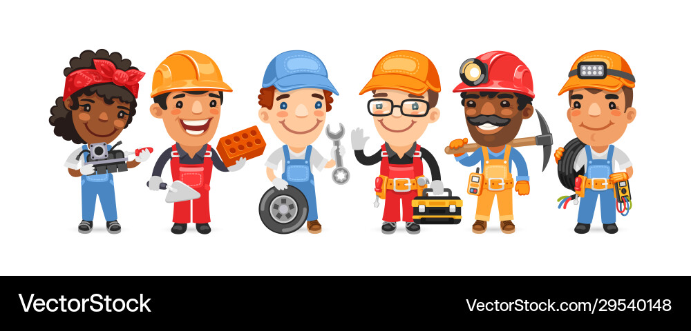 Cartoon worker characters with different Vector Image