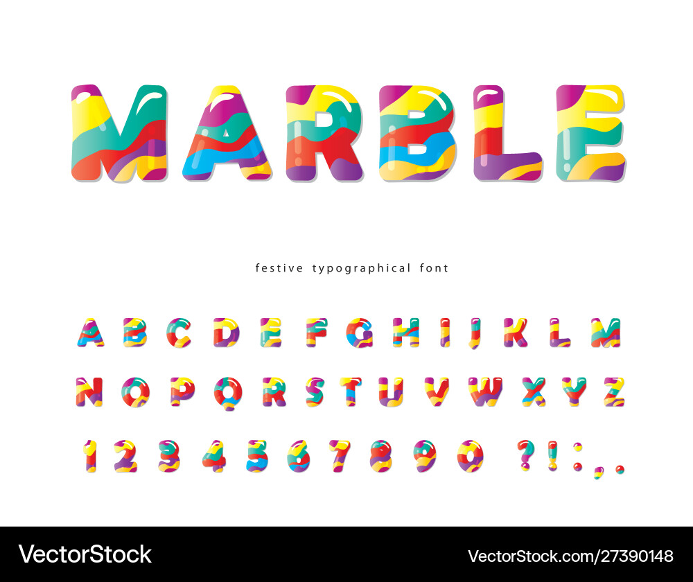 Colorful artistic font marble texture creative Vector Image