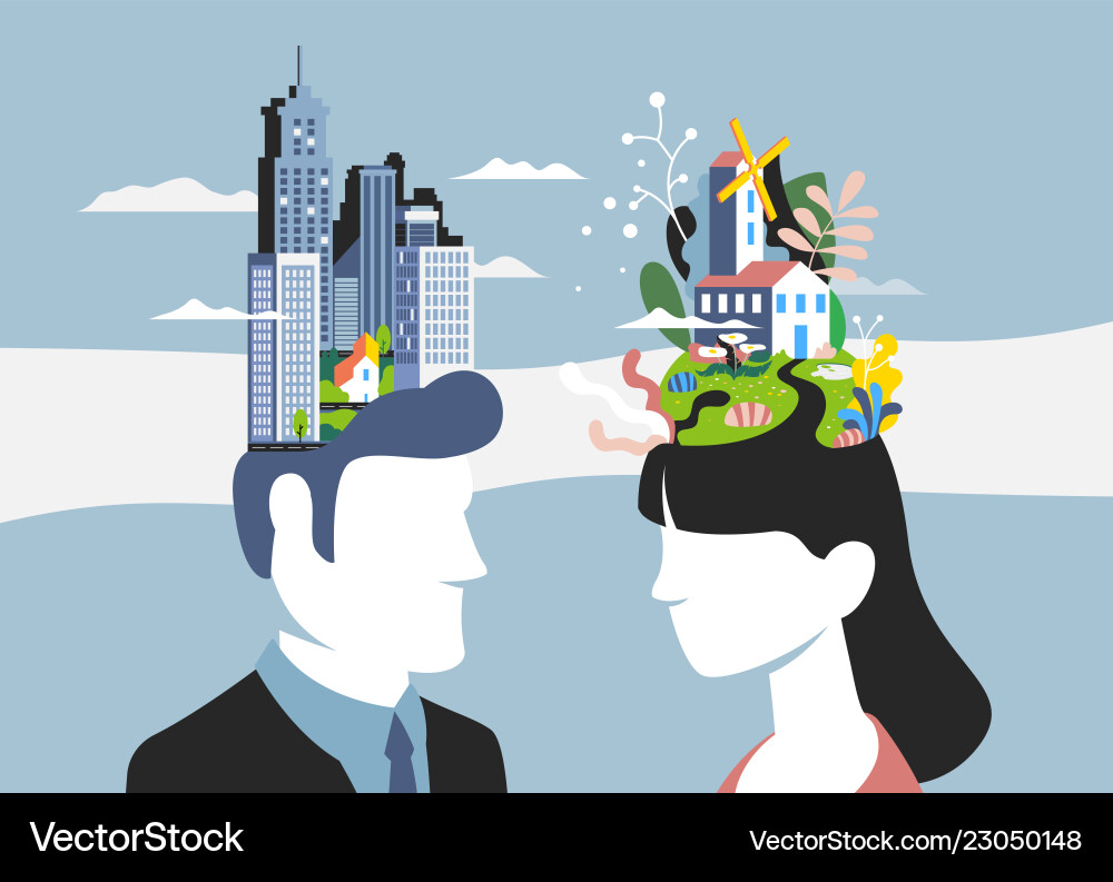 Concept processes of thinking men and women Vector Image