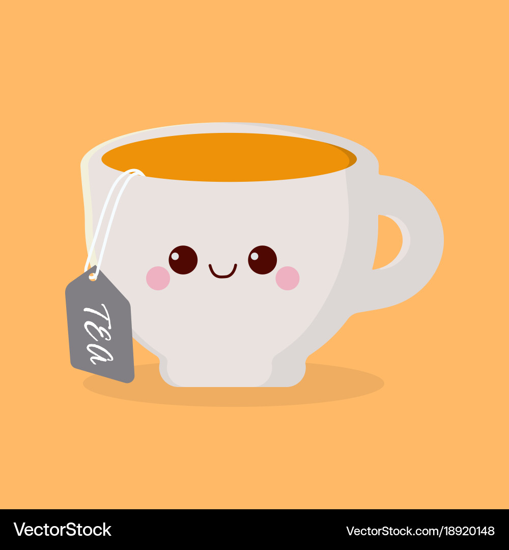 Cute Cartoon Cup of Tea Royalty Free Vector Image