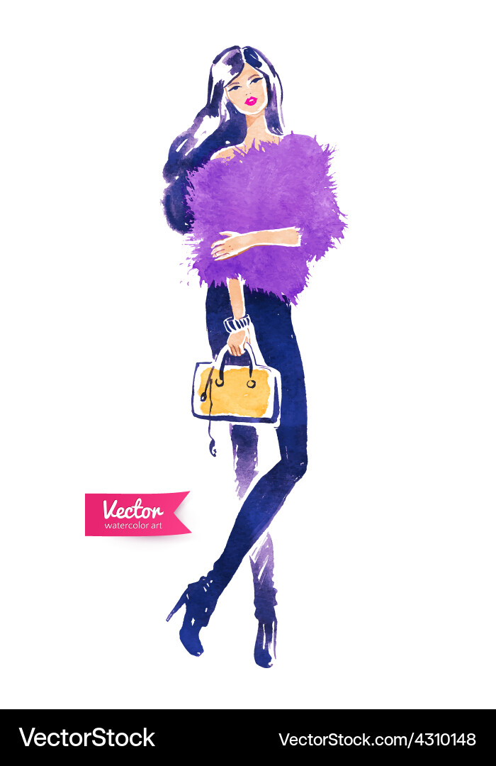 Fashion model with bag Royalty Free Vector Image