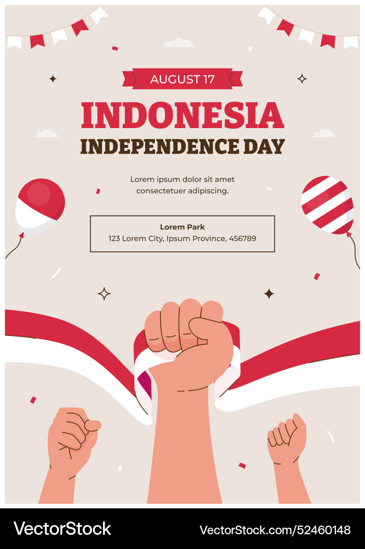 Flat vertical poster template for indonesia Vector Image