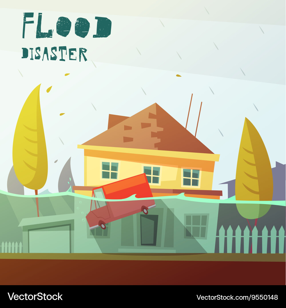 Flood disaster Royalty Free Vector Image - VectorStock